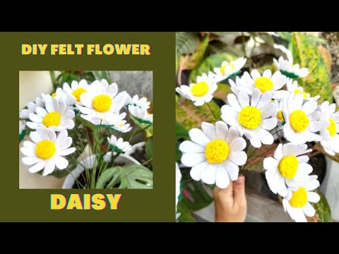 Cara Membuat Bunga Daisy dari Kain Flanel || DIY Felt Daisy || Bunga ...