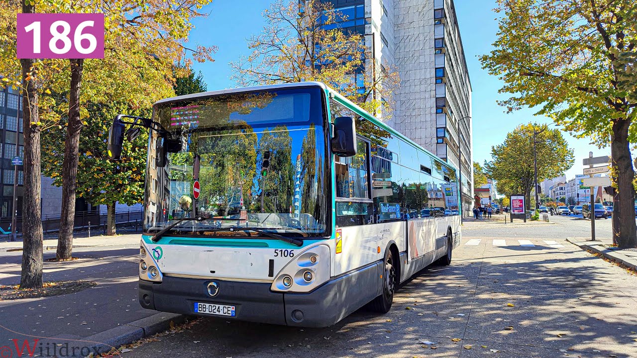 Irisbus Citelis 12 ZF €5 KICKDOWN - Bus 186 RATP - YouTube