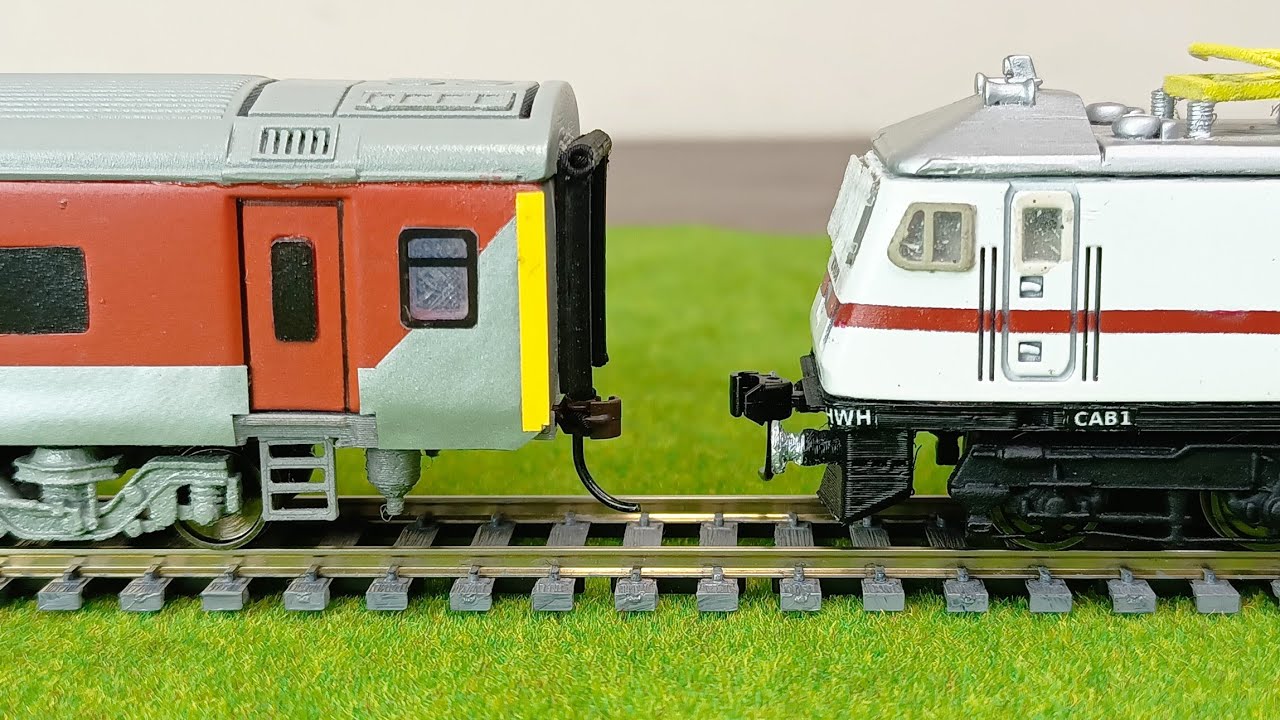 HO Scale WAP 7 Coupling with LHB Coaches - YouTube