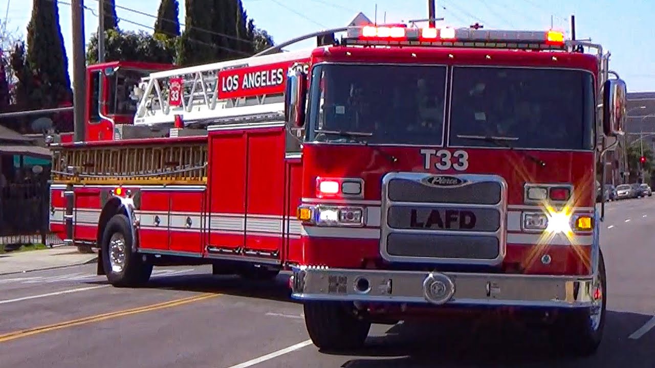 LAFD Light Force 33 & Rescue 33 Responding - YouTube