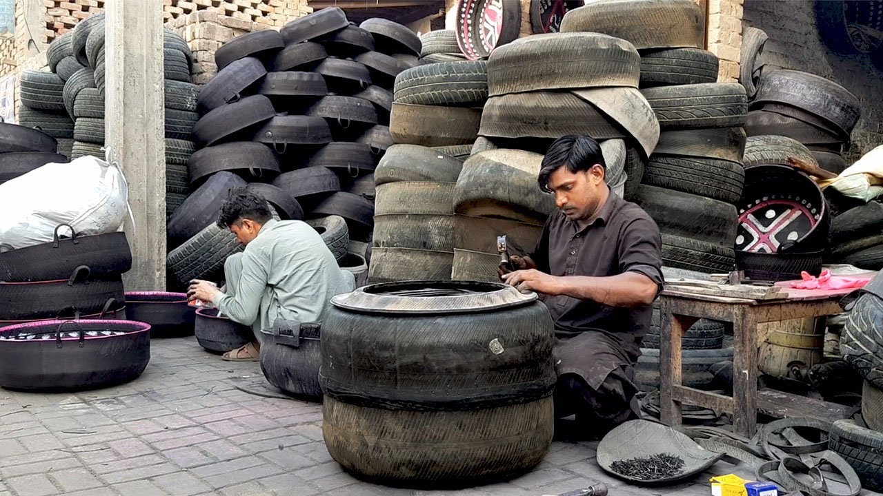 Making A Stool With Old Car Tyre - YouTube