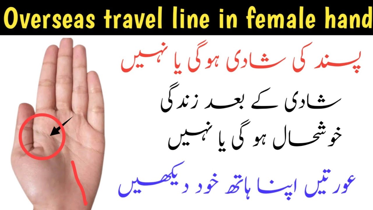 Overseas travel line in female hand|Foreign travel line palm reading ...