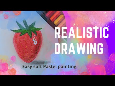 soft Pastel drawing - how to draw realistic strawberry drawing/painting ...