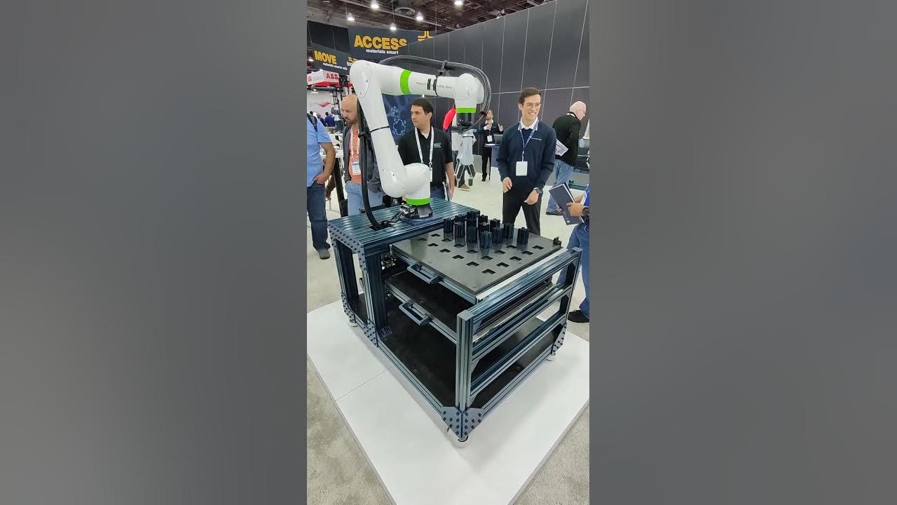 Automate 2023 - Vention / FANUC CRX-10iA - Machine Tending Station - YouTube