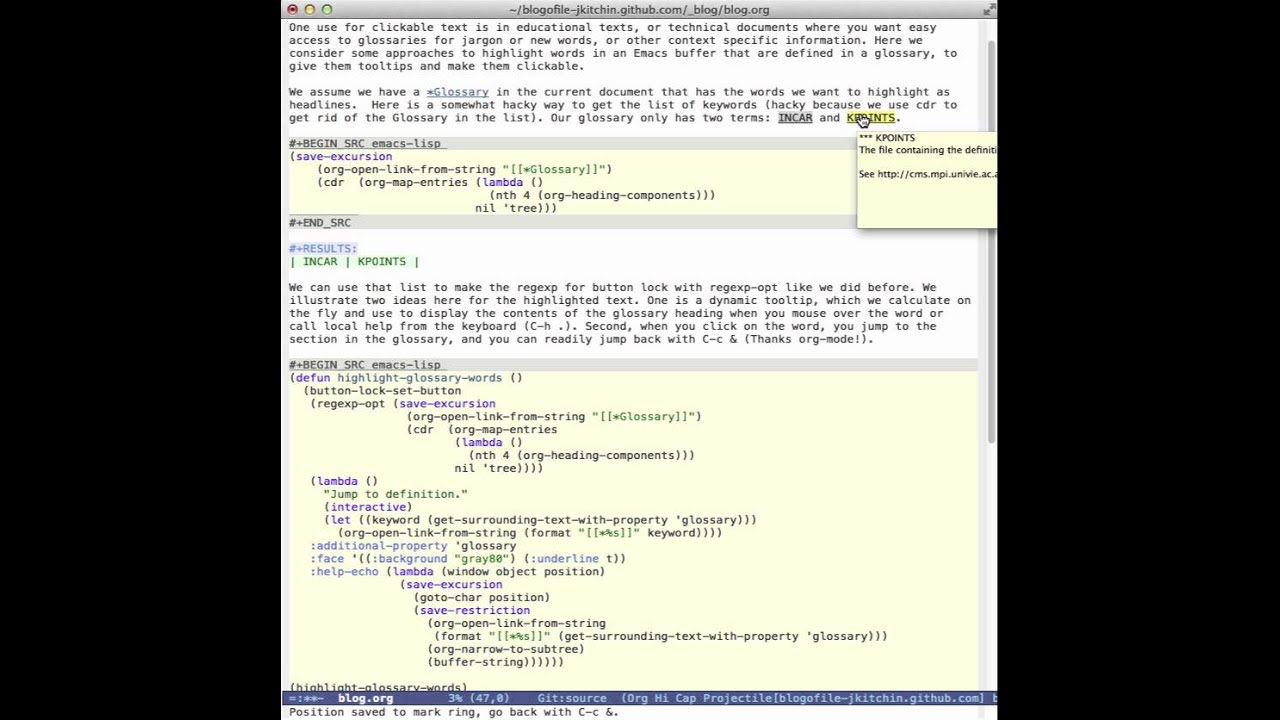 Clickable text in Emacs - YouTube