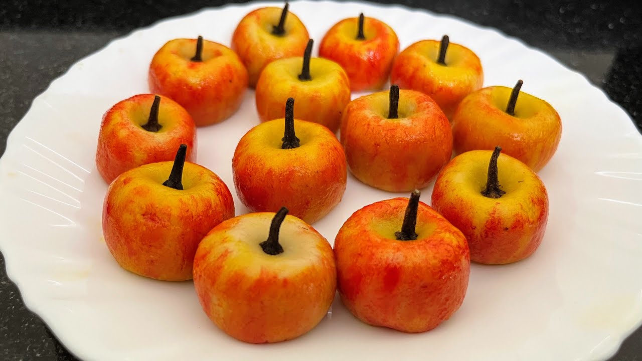 Kaju Katli Sweet Recipe | Apple Shape Cashew Sweet | Simple & Easy Way ...