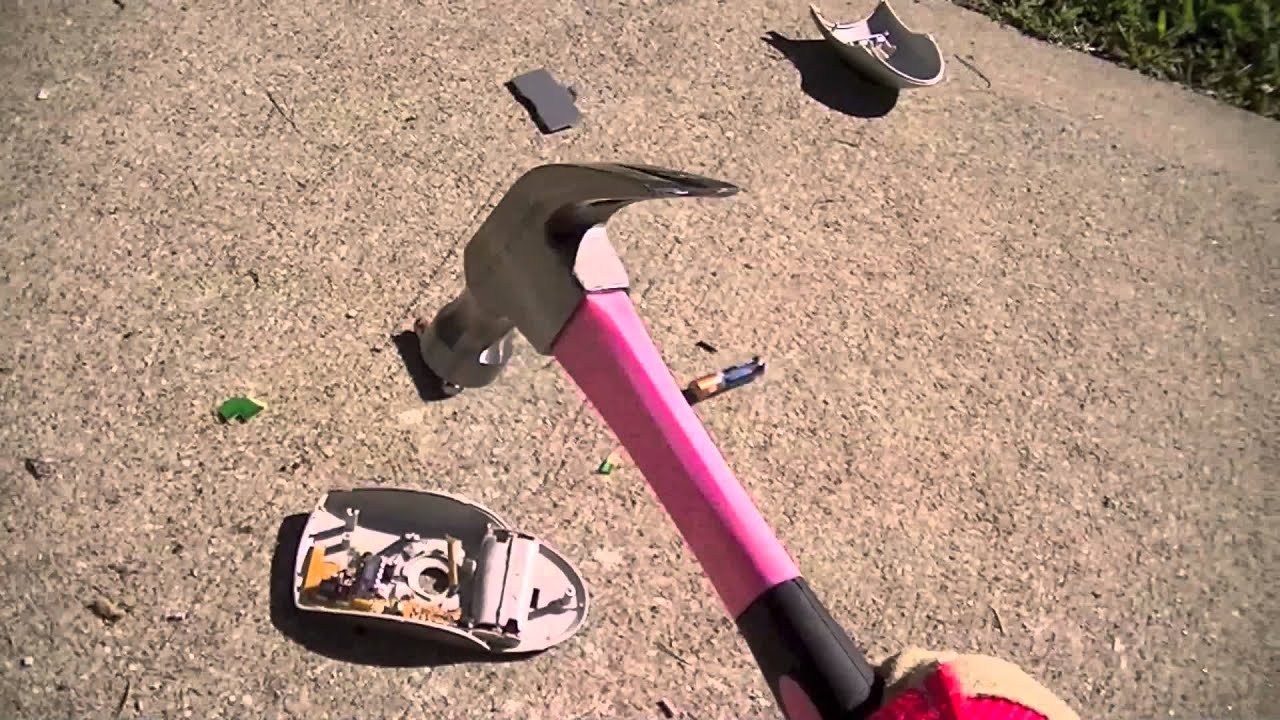 Smashing a computer mouse with a hammer (I'llSmashItWithAHammer) - YouTube