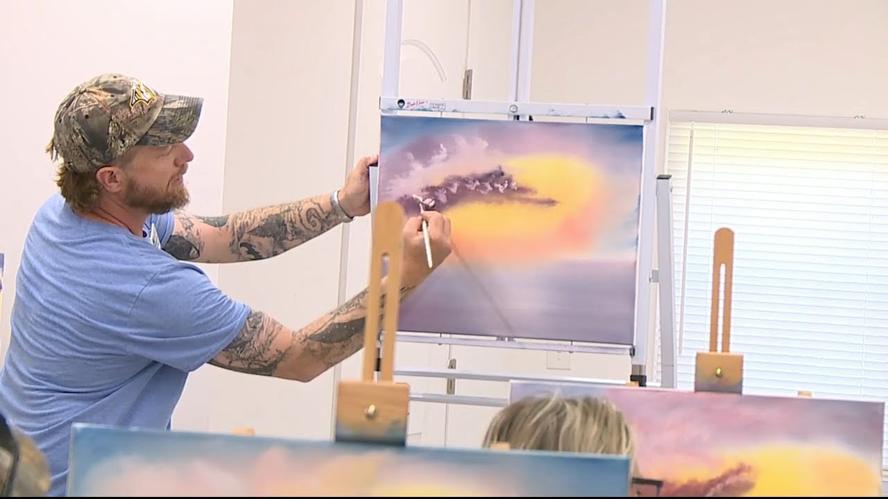 'Happy Trees' how to: Bob Ross instructors lead painting class - YouTube