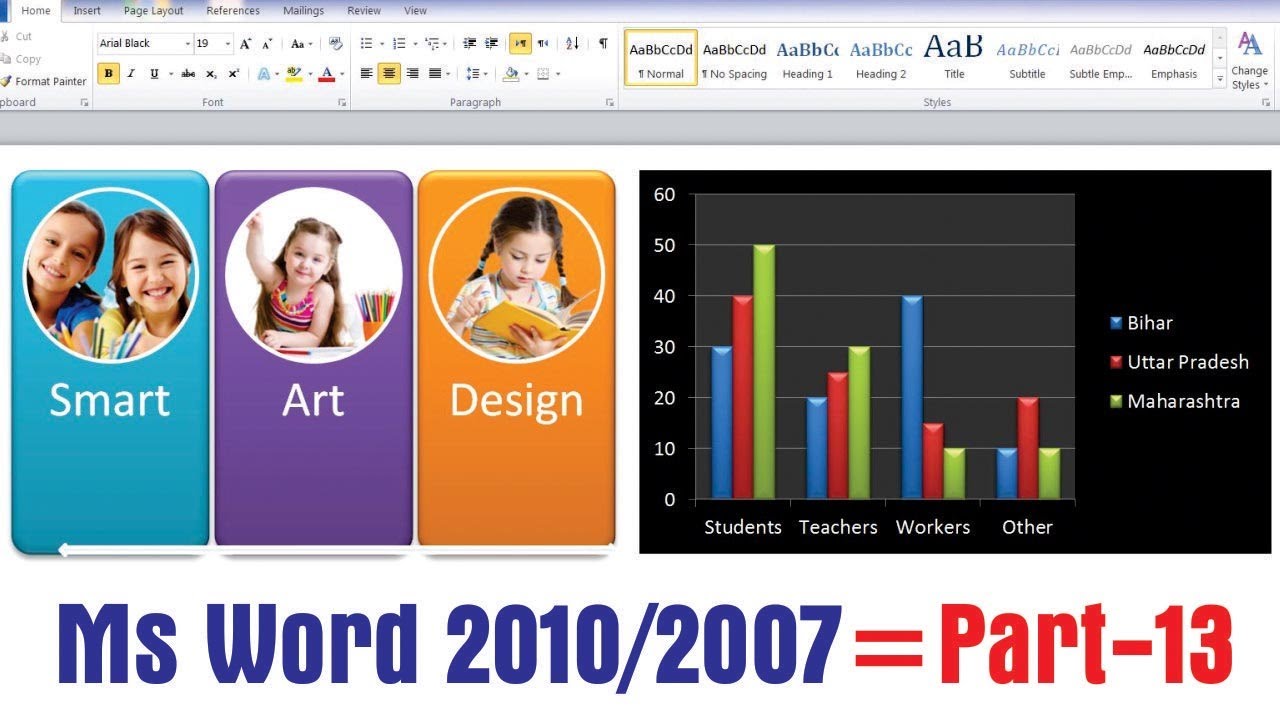 How to use SmartArt, Chart And Screenshot Command in Ms Word 2010 2007 ...