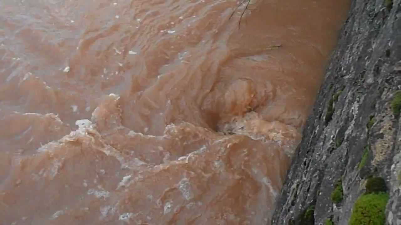 Vortex (whirlpool) in flood waters in South Wales - YouTube