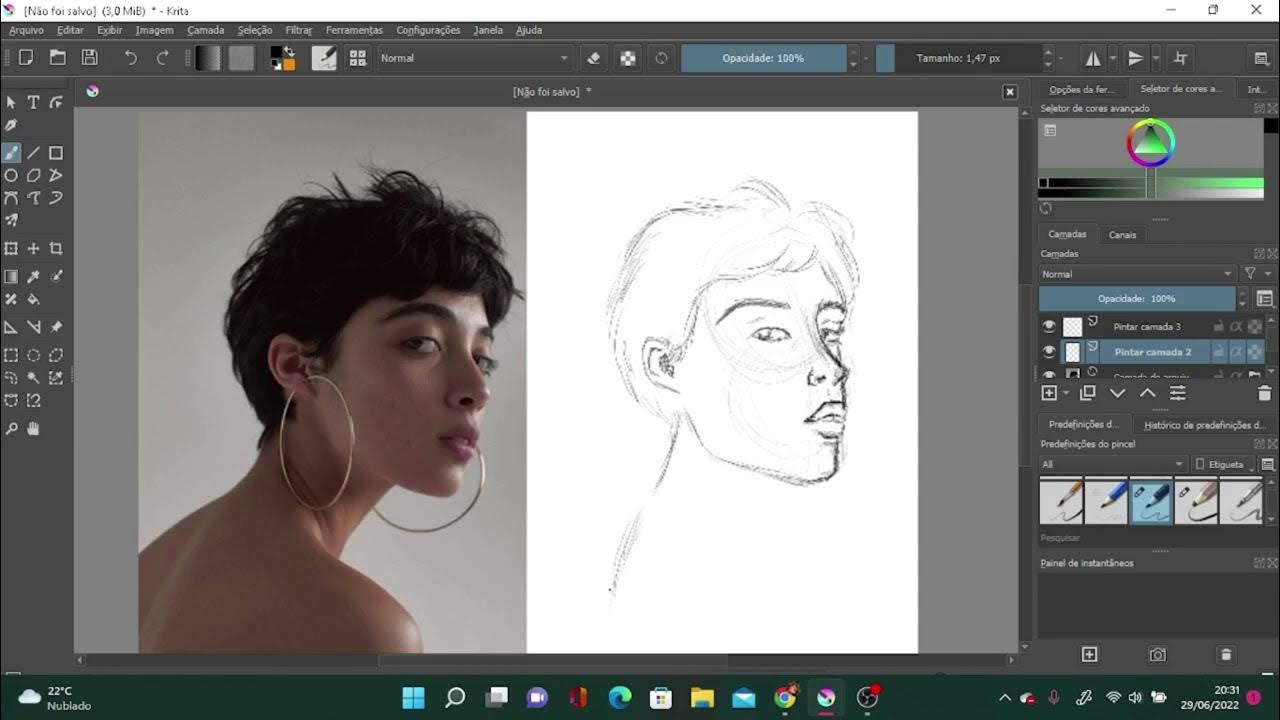 DESENHANDO COM REFERENCIA - NO KRITA - YouTube
