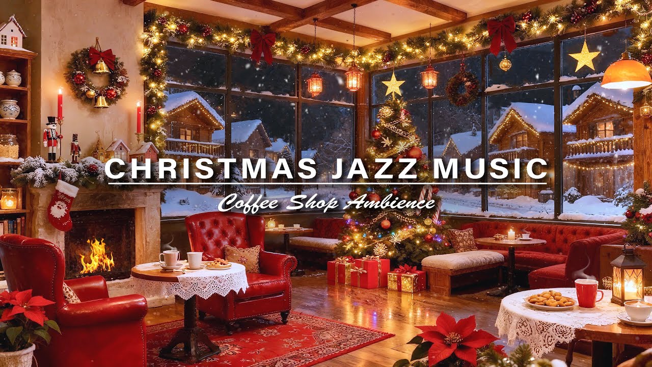 Relaxing Holiday Jazz 🎄 Coffee Shop Christmas — Beautiful Snowy ...