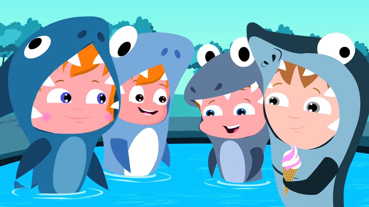 Five Hungry Sharks + More Fun Nursery Rhymes And Cartoon Videos - YouTube
