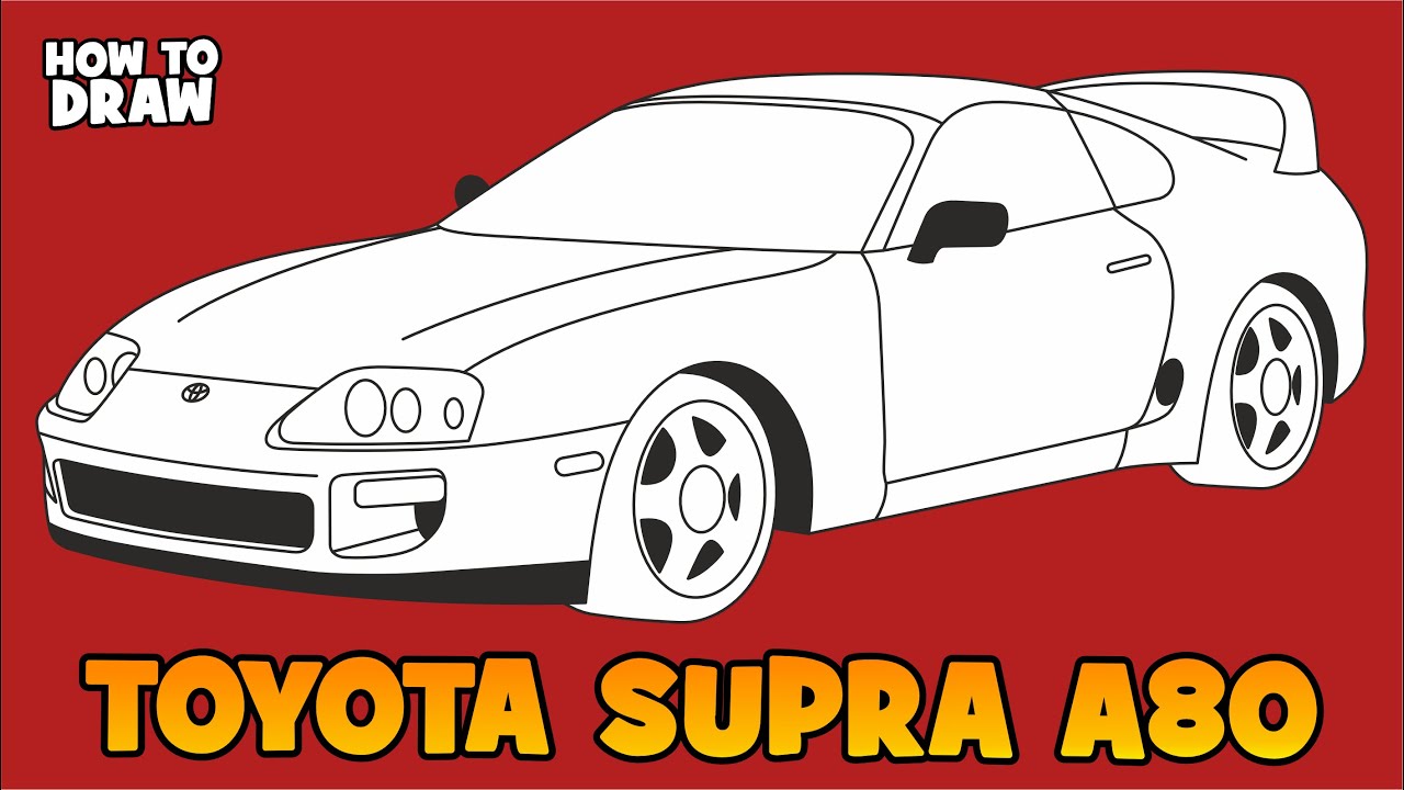 How to draw a car Toyota Supra A80 1997 - YouTube