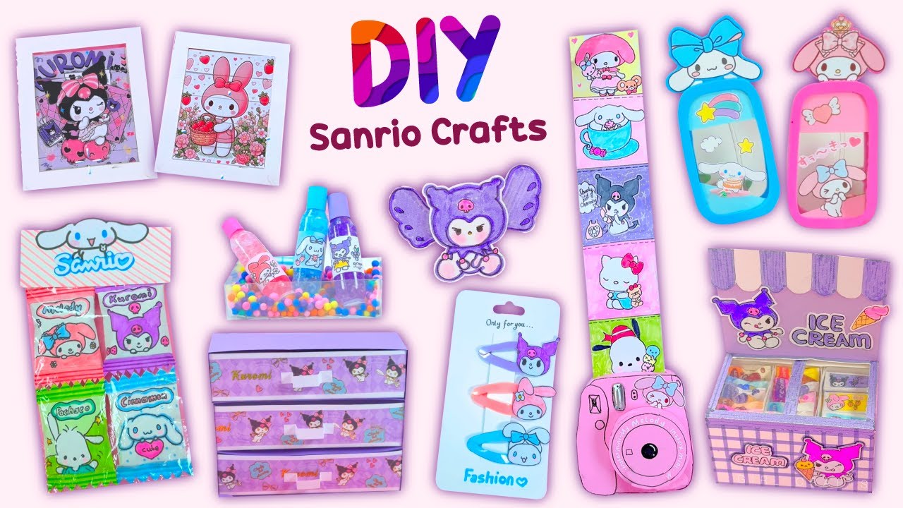 12 DIY SANRIO CRAFTS - CUTE STATIONERY CRAFTS - YouTube