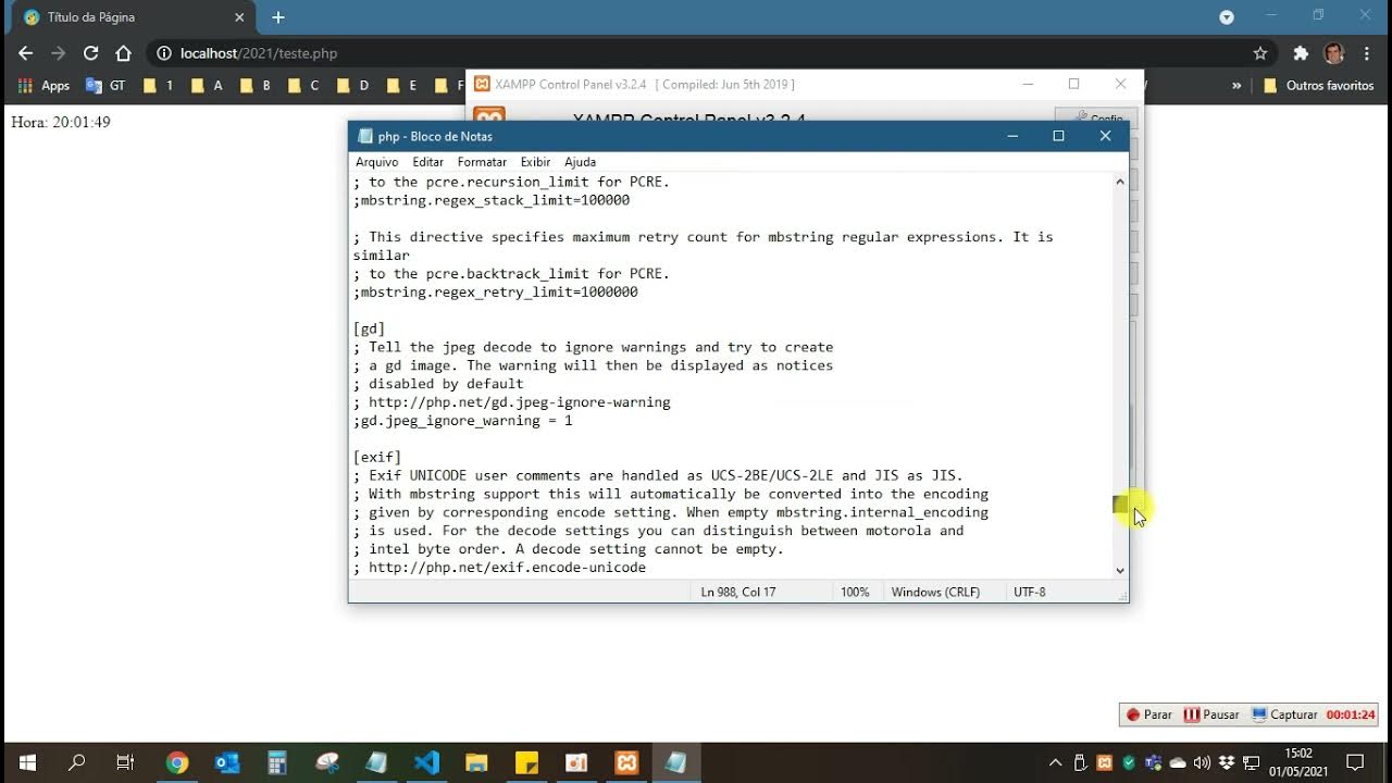 XAMPP problema com date.timezone - YouTube