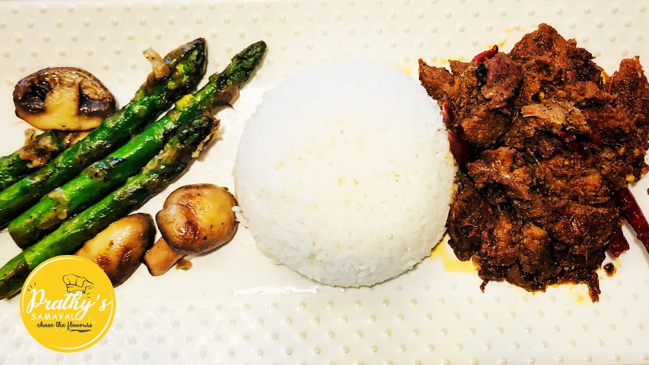 Stir fry goat/beef and cheesy asparagus-mushroom –recipe in Tamil - YouTube