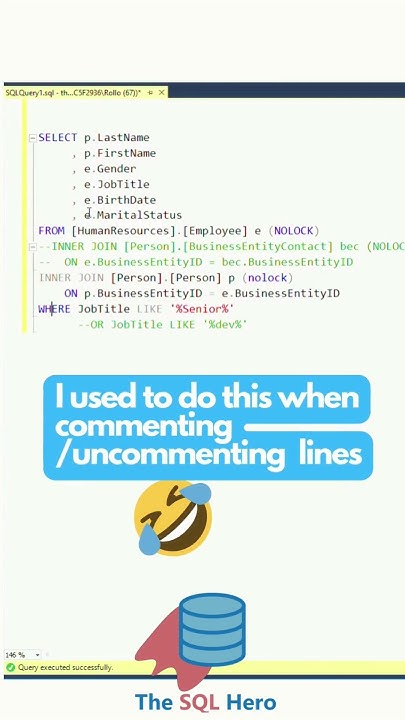 How do you COMMENT? #sql #fast #dataengineering #datascience #trick #dataanalytics #sqlserver # ...