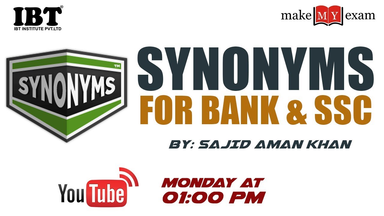 Synonyms for Bank & SSC | English | By: Sajid Sir - YouTube