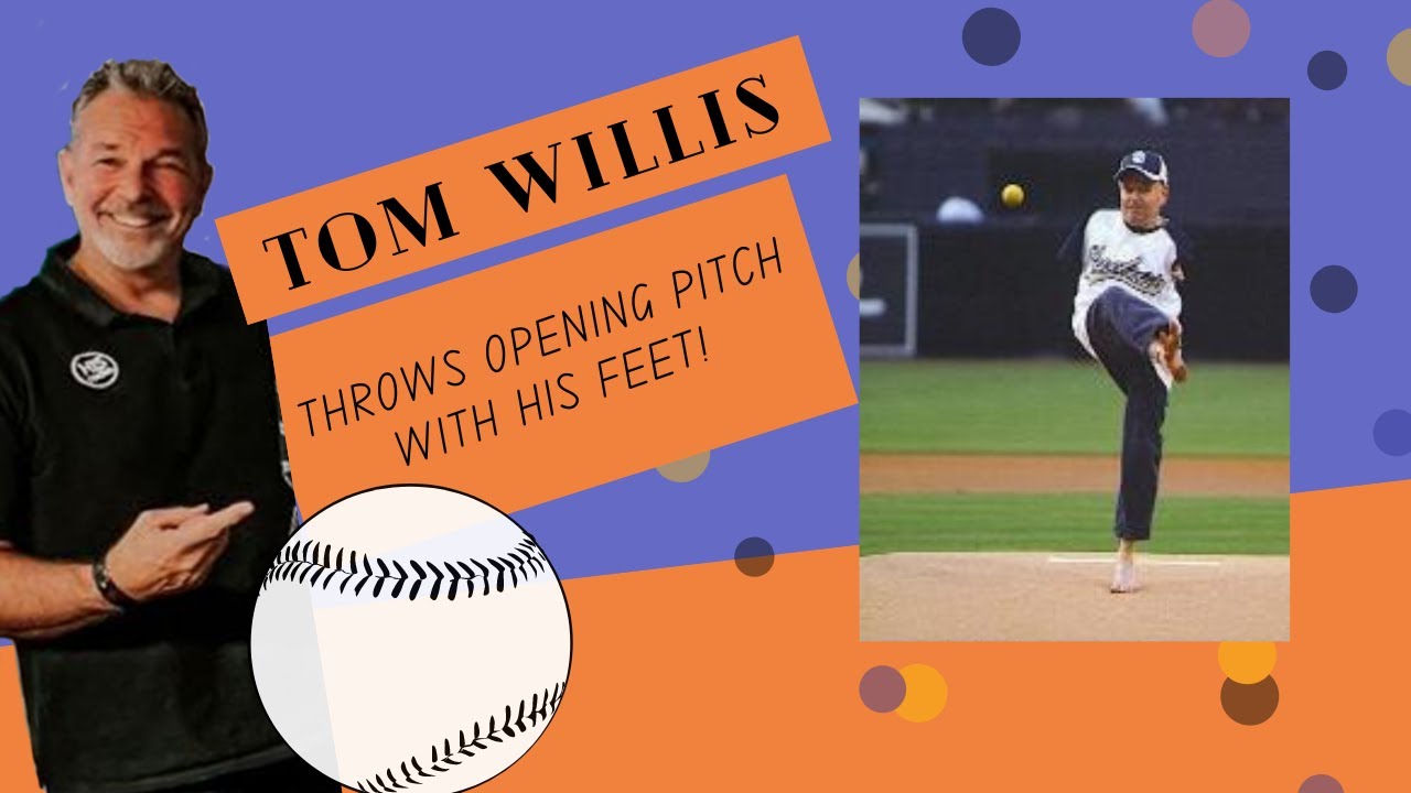 Tom Willis Throws First Pitch with His FEET - YouTube
