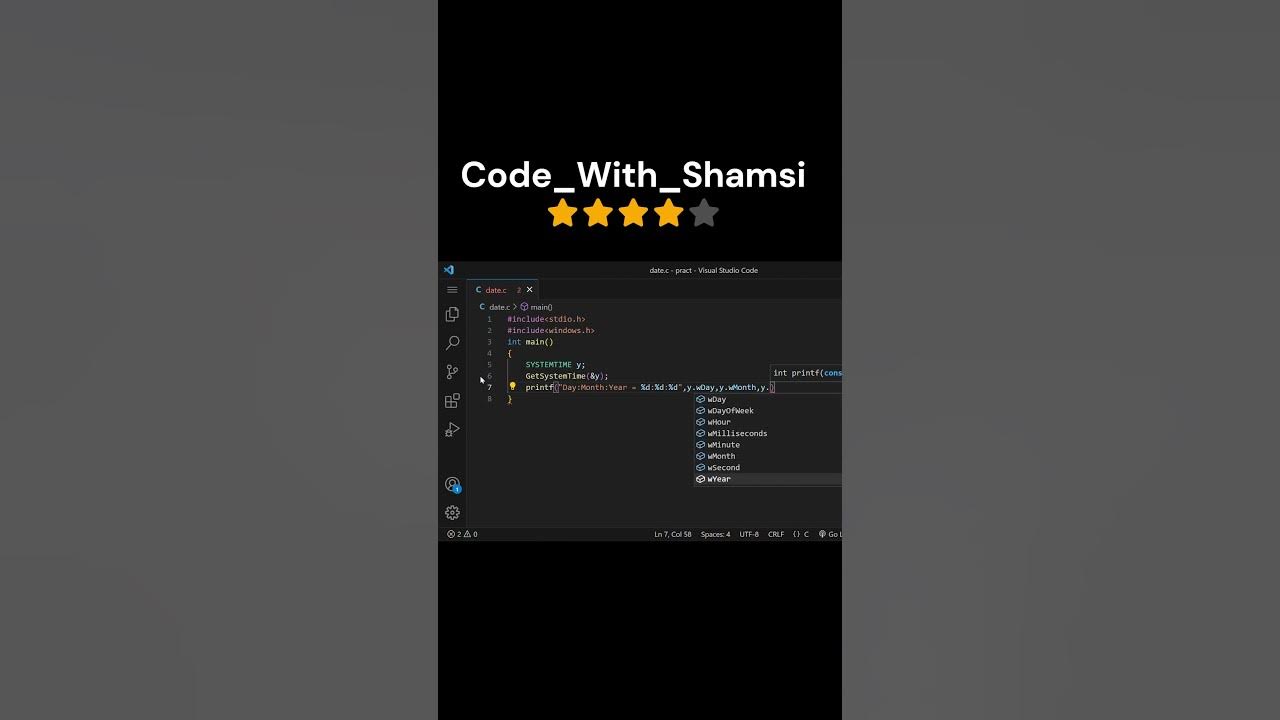 Print The System Datetimeyear Codewithshamsi Coders Ctutorialscodmeducationshorts