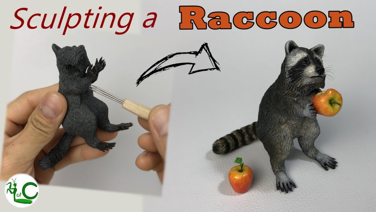 Sculpting Raccoon (Procyon lotor) Polymer Clay Raccoon Sculpture_Life ...