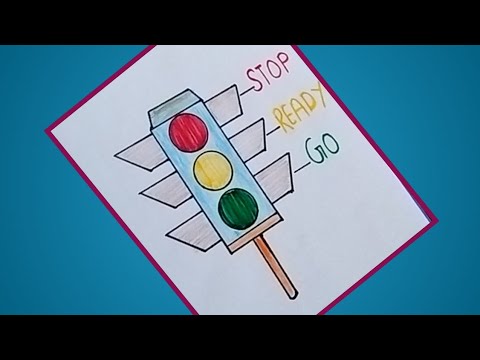 How to Draw Traffic Light / Traffic Signal Drawing / Road Safety ...