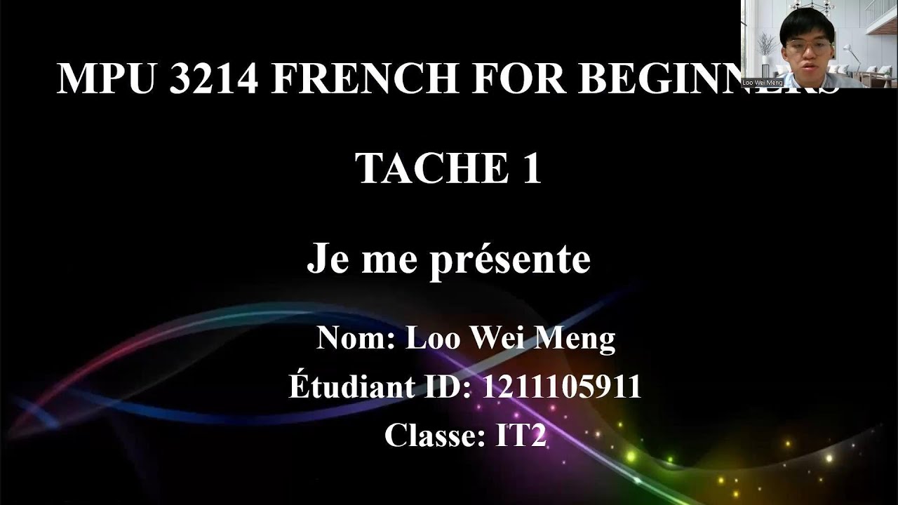 LOO WEI MENG (1211105911) TACHE 1 Video Presentation - YouTube