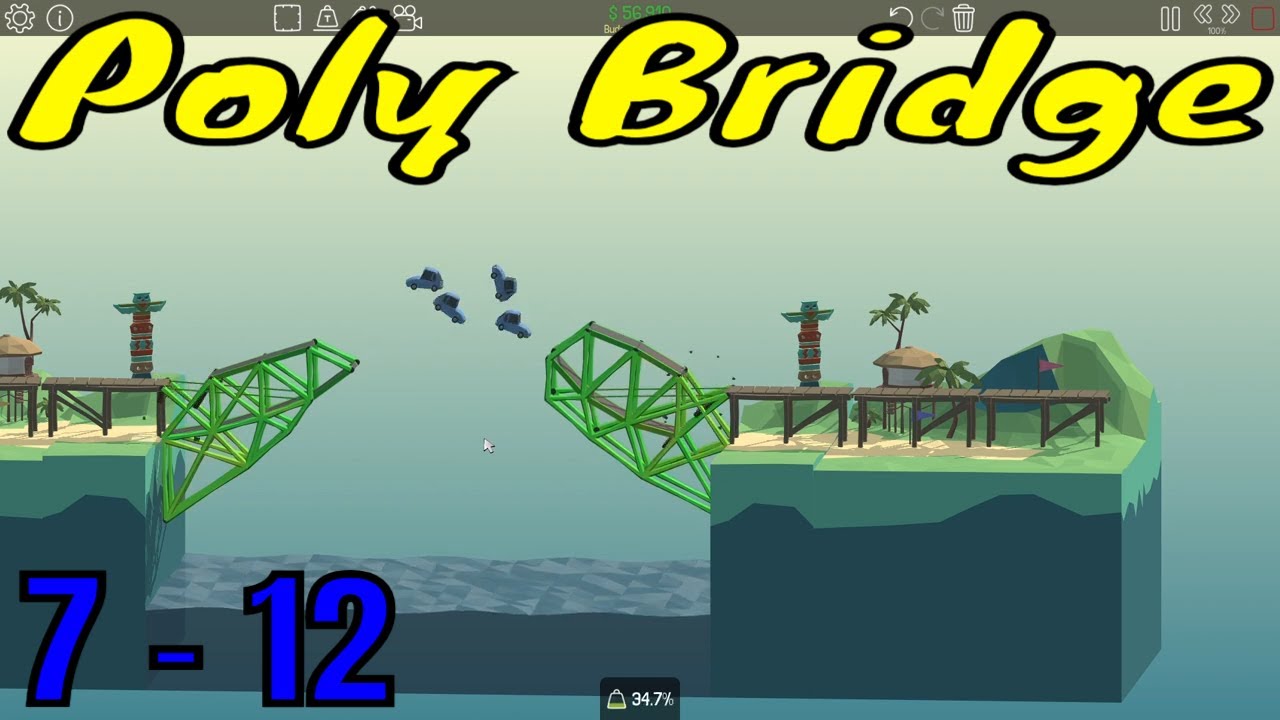 Poly Bridge level 7-12 walkthrough and gameplay - YouTube