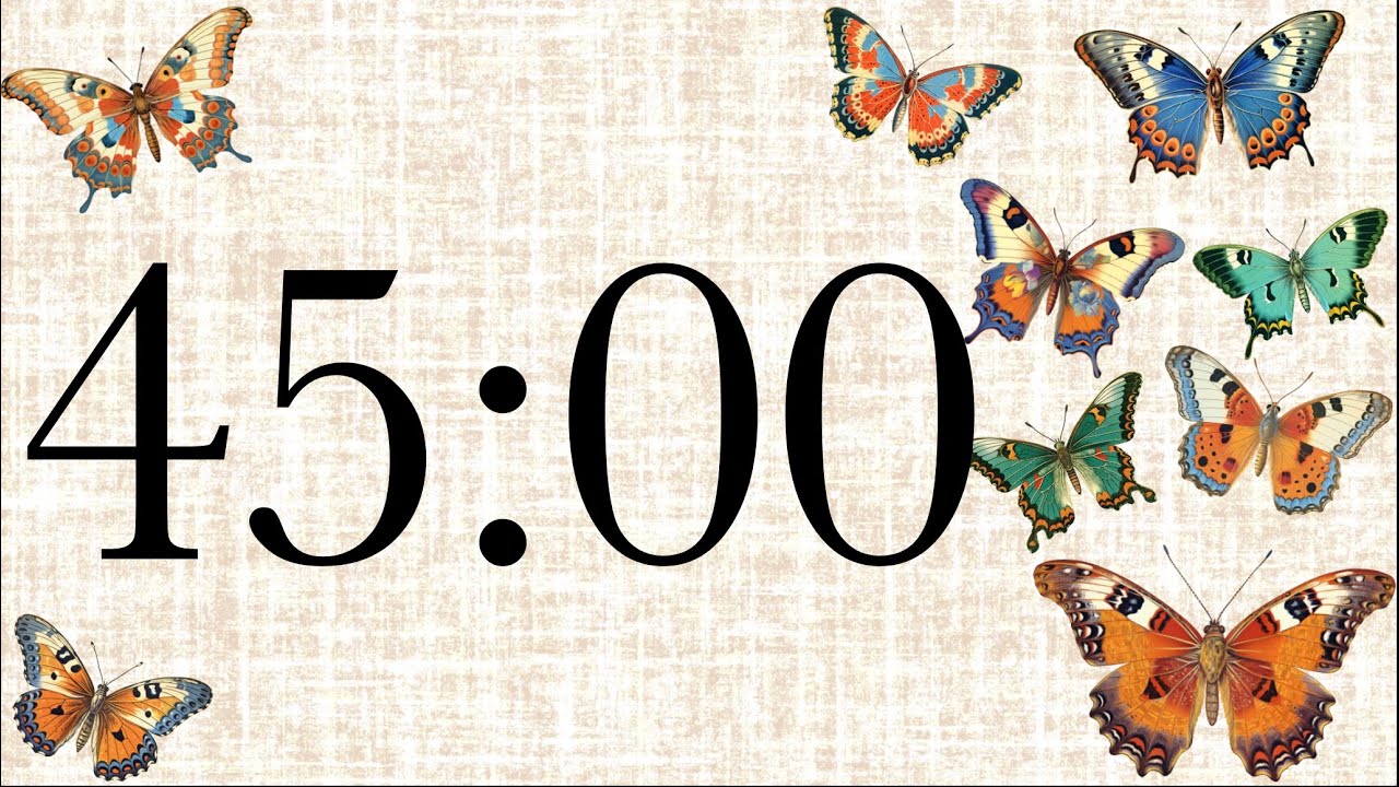 45 Minute Pretty Butterfly Timer (Harp Tones at End) - YouTube