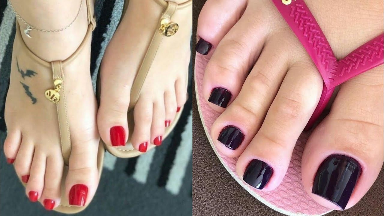Definitely gorgeous and stunning shiny solid toe nails art ideas ...