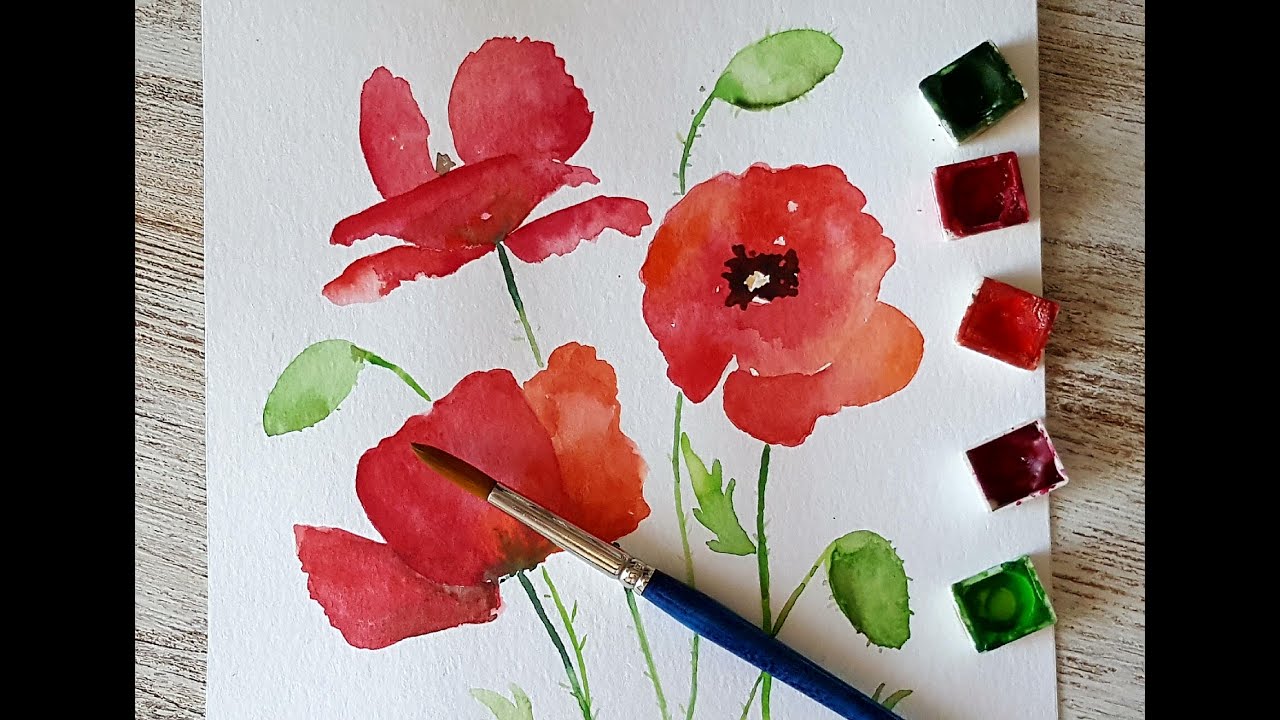 Amapolas en acuarela/ Dancing poppies. Watercolor-Speed painting - YouTube