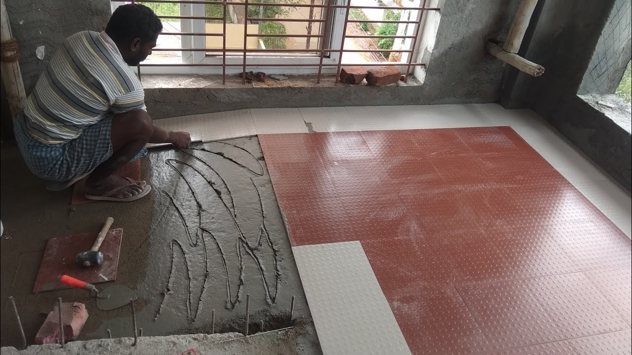 Slope grip tile installation | 30 cm × 30 cm tile flooring and wall ...