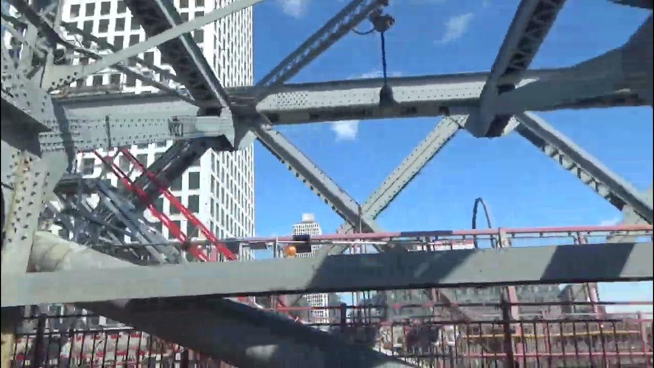 Winter day 🥶 Riding the (J) train 🚇 (BMT line) over Williamsburg Bridge to Marcy Av in Brooklyn ...