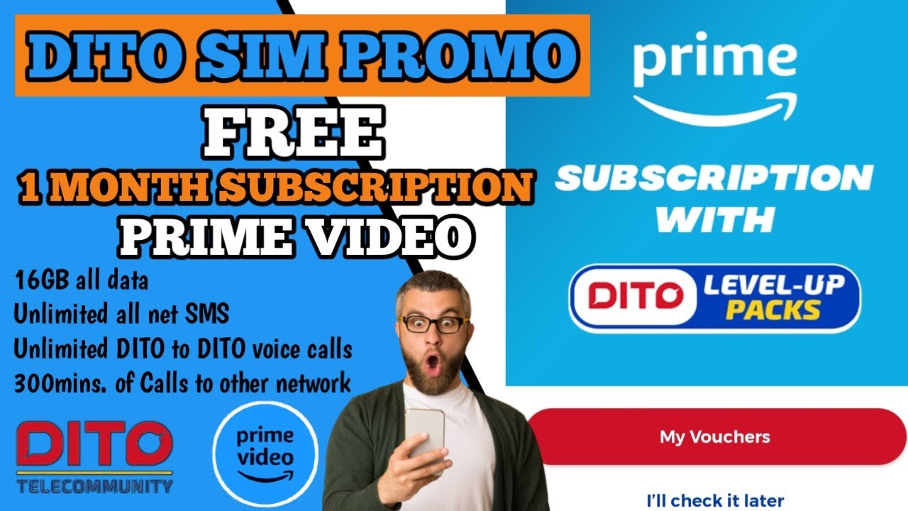 DITO SIM LOAD 16GB ALL DATA PLUS FREE 1 MONTH PRIME VIDEO SUBSCRIPTION ...