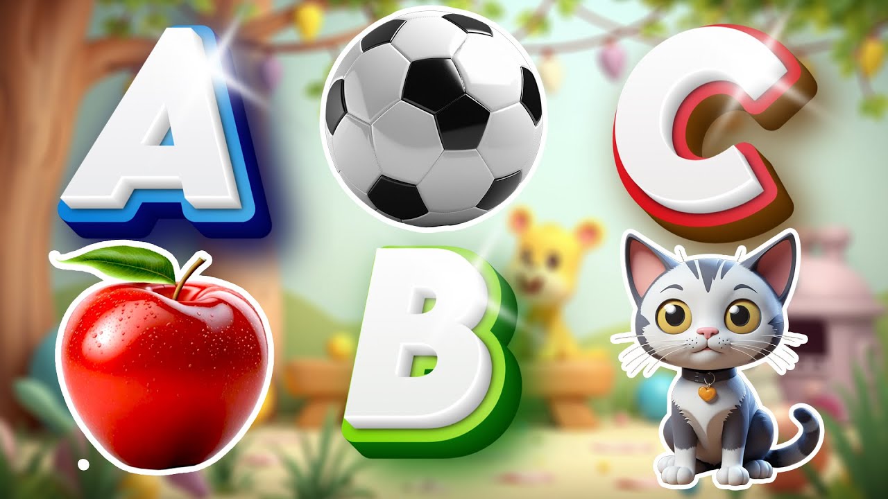 A is for Apple A B C Song Learn ABC with Music Colorful 3D Animation ...