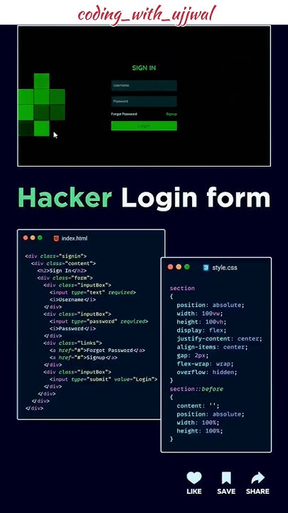 😈hacker Login Page Animated Codewith Muhilan Css Coding Gsap Shorts Youtube