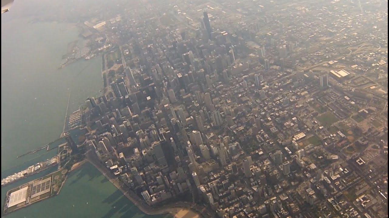 Downtown Chicago View From Airplane - Departure from ORD American ...
