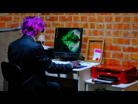 Angry Office Man's Windows XP Professional Computer Destruction