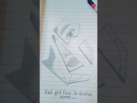 sad girl face in broken mirror # pencil sketch # short #drawing - YouTube