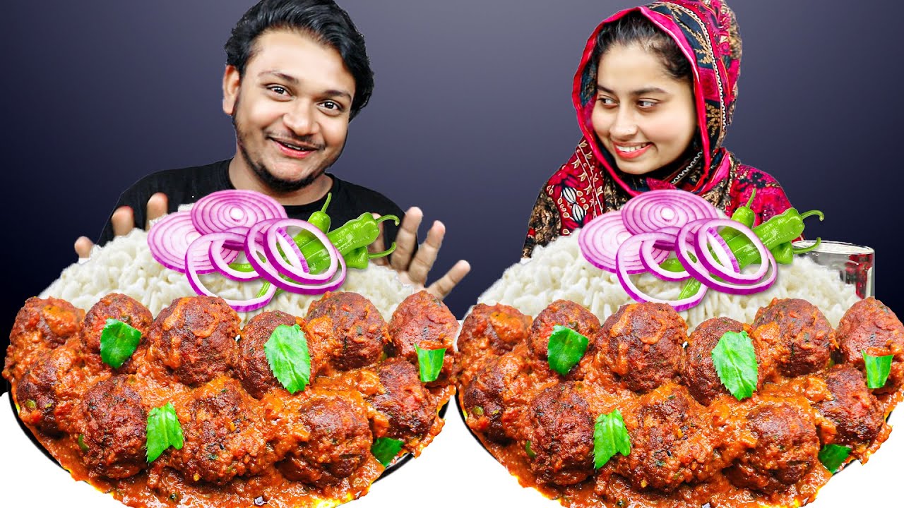 SPICY MUTTON KOFTA CURY AND RICE EATING CHALLENGE | Mutton Curry Eating ...