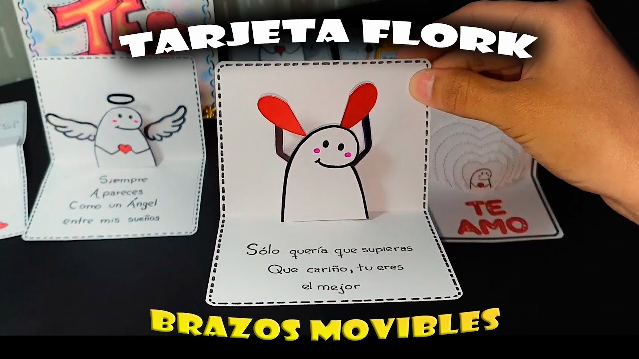 Tarjeta de amor FLORK brazos movibles | MANUALIDADES DE AMOR - YouTube
