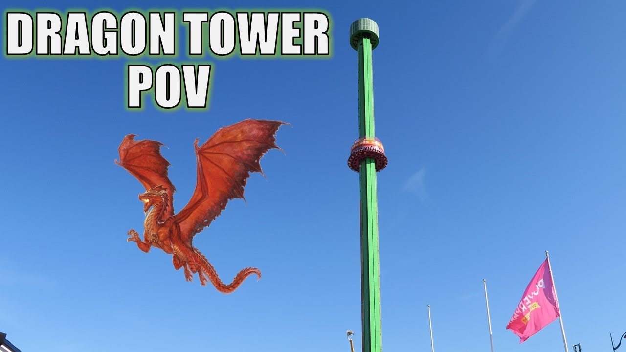Dragon Tower POV, PowerLand Moser Rides Drop Tower | Non-Copyright ...