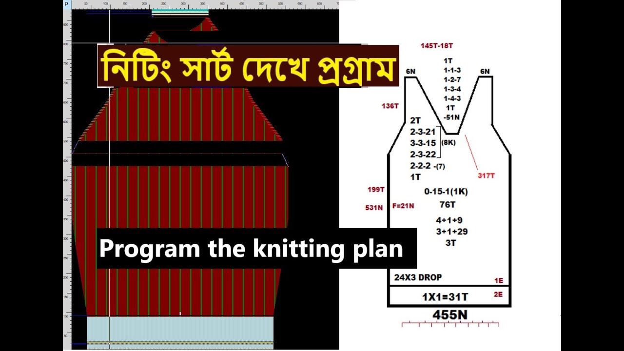 How to program the knitting plan and make bat designs 24x3 drop Jacquard Program - YouTube