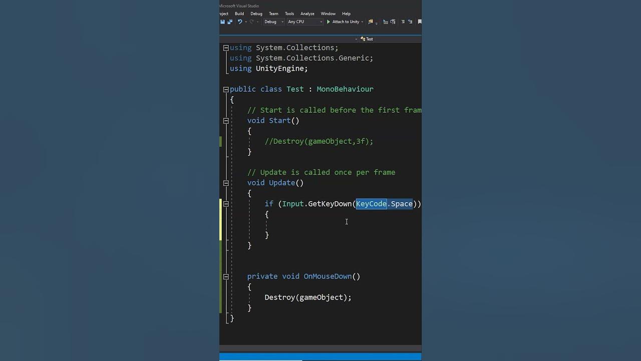 Unity Simple Keyboard Input Unity C Scripting Tutorial Youtube
