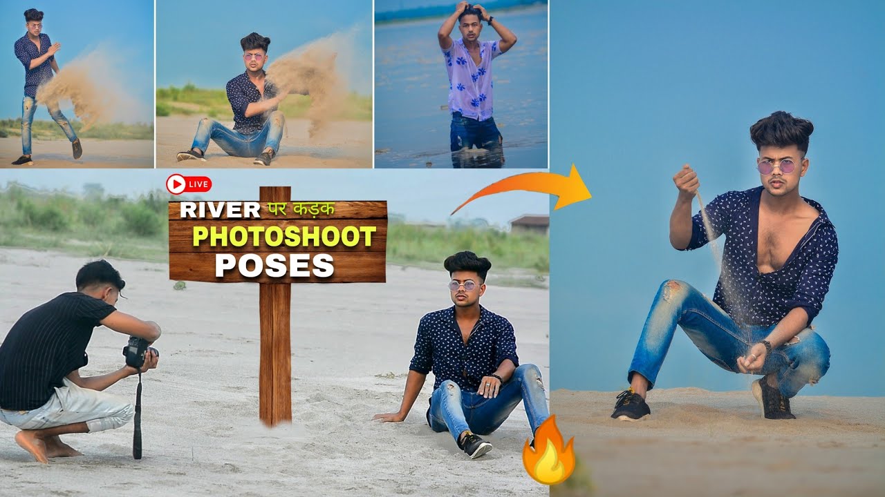 🔥 River photoshoot poses | How to pose in River | River Photography ...