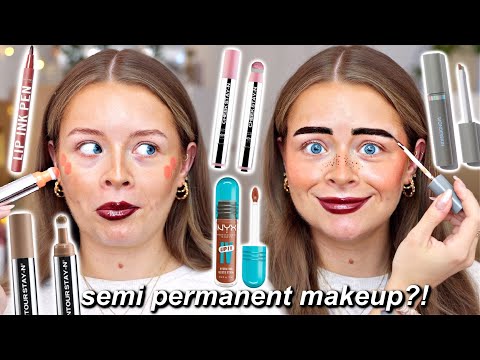 Full face of MAKEUP STAINS! Semi-permanent makeup?! 🤔 Cheeks, Lips, Brows, Lashes, Freckles..