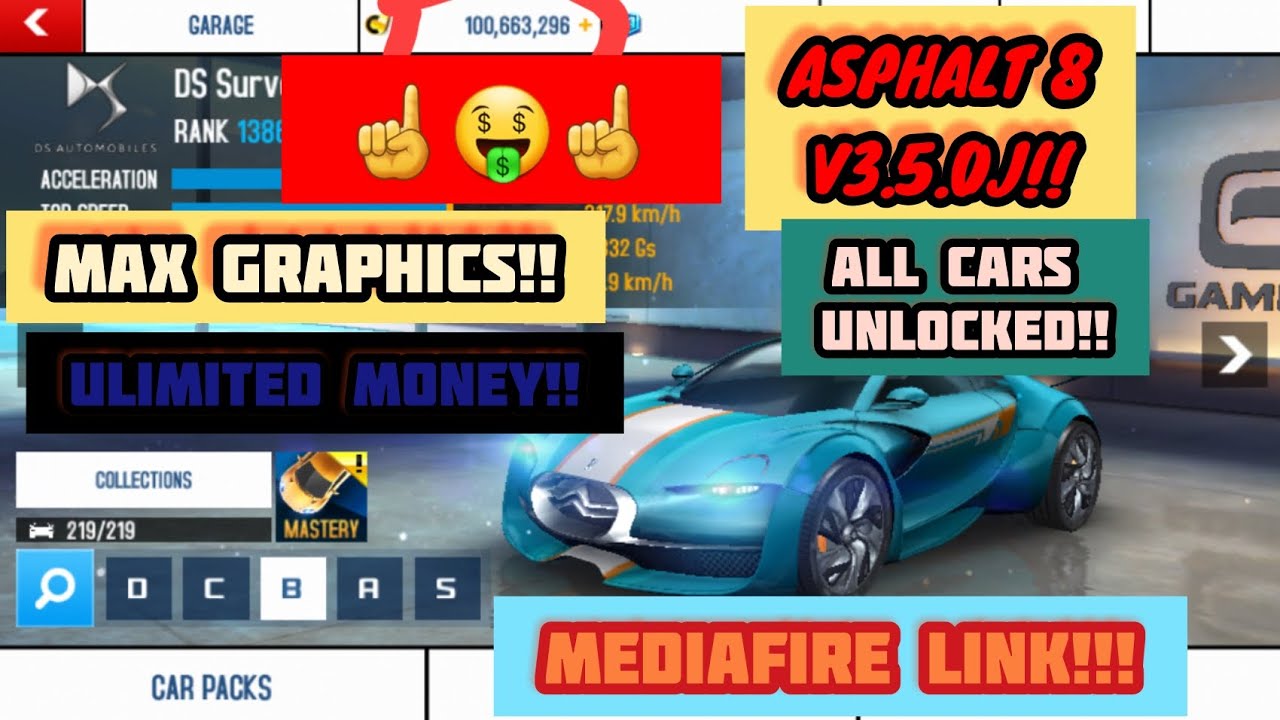ASPHALT 8 V3.5.0J MEGA MOD ULIMITED MONEY ALL CARS UNLOCKED MAX PRO MAX ...