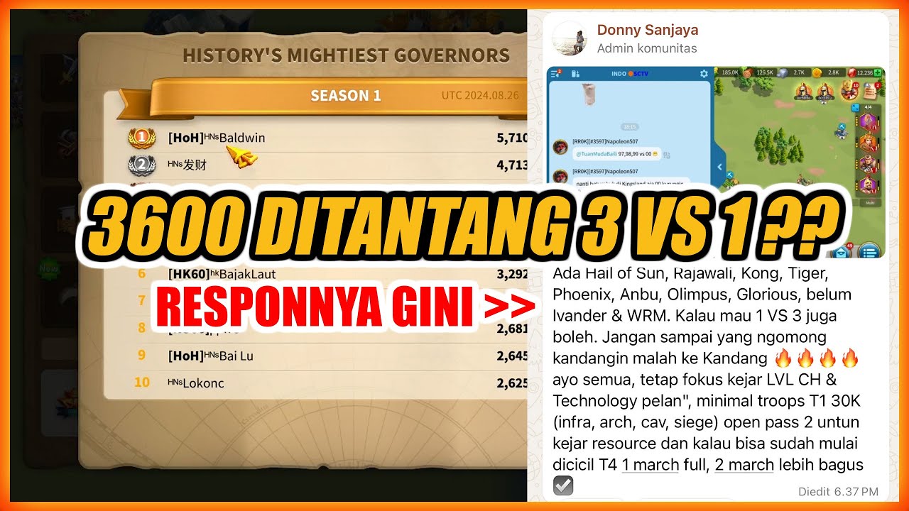 3600 DITANTANG 3 VS 1 KVK 1 NANTI ?? HEIL OF NATION PROJECT ROK INFO !! - YouTube