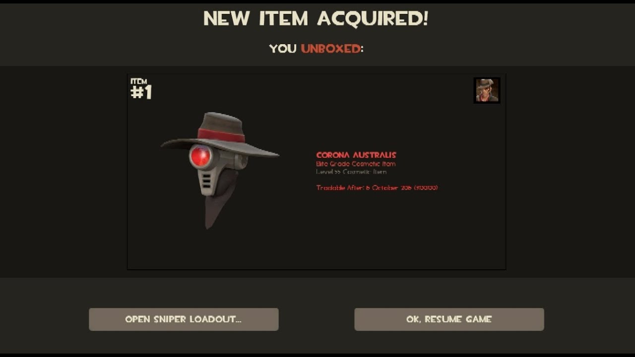 CORONA AUSTRALIS | TF2 Invasion Update Elite Sniper Hat - YouTube
